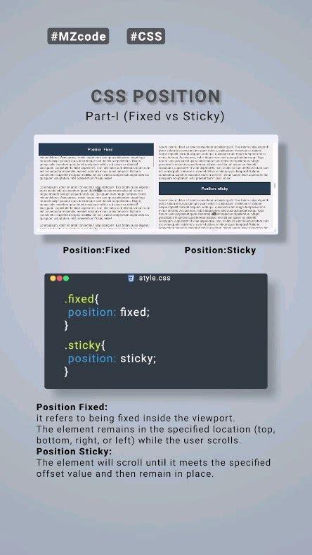 Html Css Javascript Css Fixed Vs Sticky Positions 🔥🎯 Reels