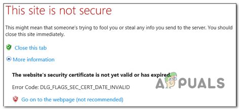 Fix DLG FLAGS SEC CERT DATE INVALID In Internet Explorer Or Edge