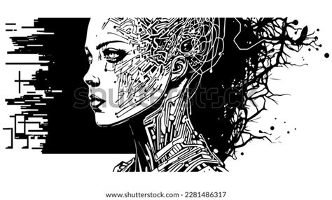 Artificial Intelligence Vector Black Line Illustration Stock Vector
