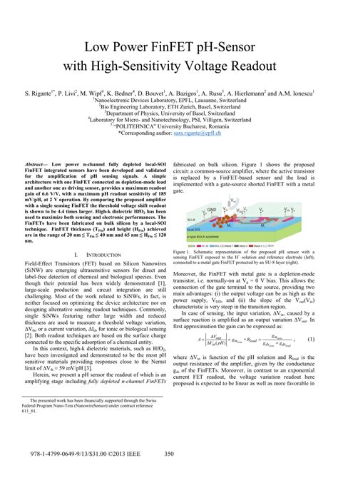 Pdf Low Power Finfet Ph Sensor With High Sensitivity Voltage Readout