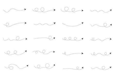 Set Of Dashed Line Arrows Graphic By Elchinarts Creative Fabrica
