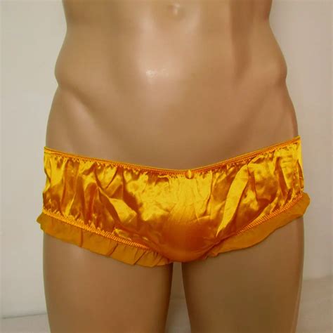 Sissy Panties Sexy Gay Men Underwear Golden Satin Man Panties Silky