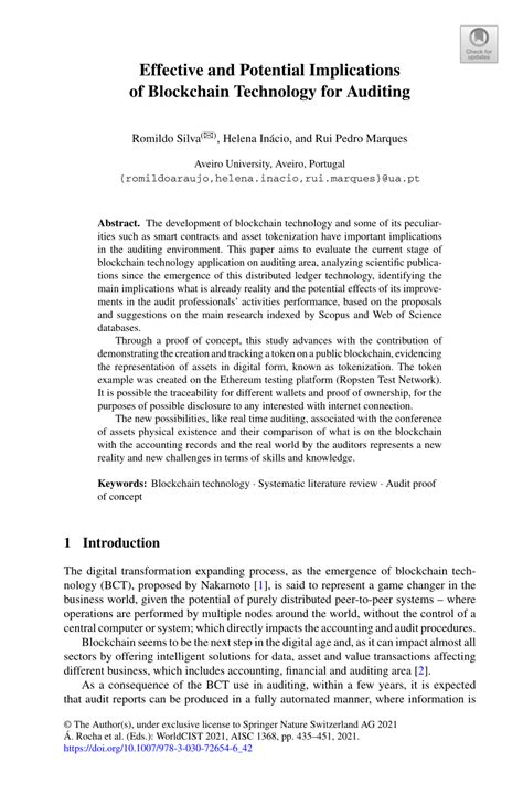 Pdf Effective And Potential Implications Of Blockchain Technology For Auditing