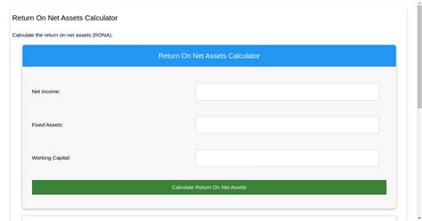Return On Net Assets Calculator Calculation Of Rona