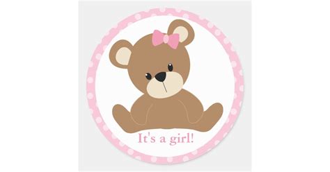 Pink Teddy Bear Classic Round Sticker Zazzle