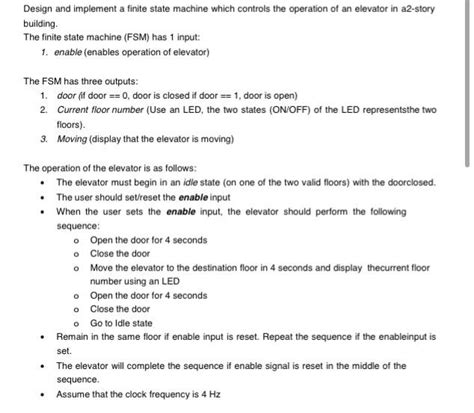 Solved Design And Implement A Finite State Machine Which