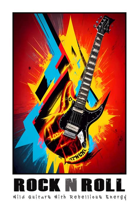 Künstlerische Illustration Rock N Roll Wild Guitars With Rebellious