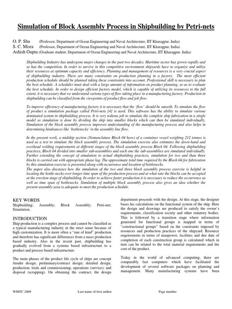 Simulation Of Block Assembly Process In Shipbuilding Pdf Production And Manufacturing