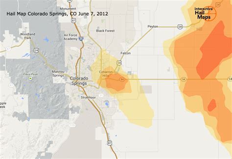 Hail Storm Map Of Colorado Springs Colorado June 7th 2012