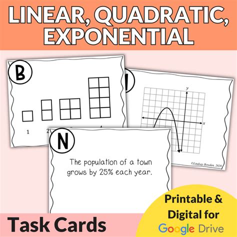 Linear Quadratic Exponential Task Cards Lindsay Bowden