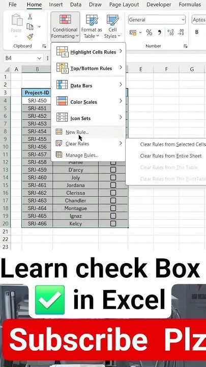 Learn Check Box ️ Excel Exceltips Data Education Shorts New Youtube