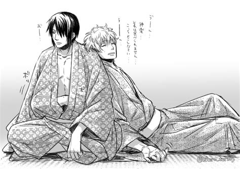 Sakata Gintoki Takasugi Shinsuke Gintama Translation Request 2boys Closed Eyes Collarbone