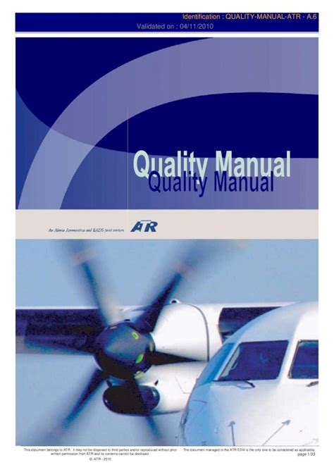 PDF Identification QUALITY MANUAL ATR A 6 Validated On PDF FileIdentification