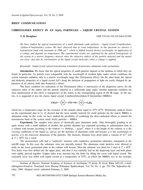 Pdf Christiansen Effect In An Al 2 O 3 Particles Liquid Crystal System