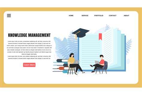 Flat Design Concept Knowledge Management Internet Education For Website And Landing Page