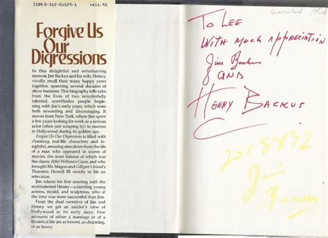 Jim And Henny Backus Signed Book