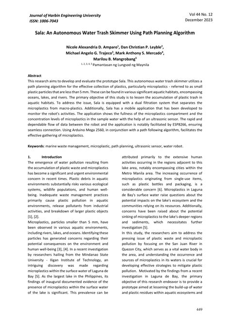 pdf sala an autonomous water trash skimmer using path planning algorithm