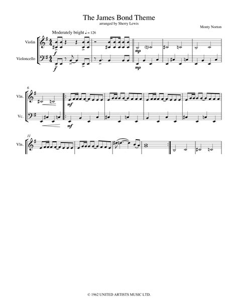 James Bond Theme Arr Sherry Lewis By Monty Norman Sheet Music For