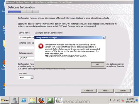 Configuration Manager 2012 Installation Error Configuration Manager