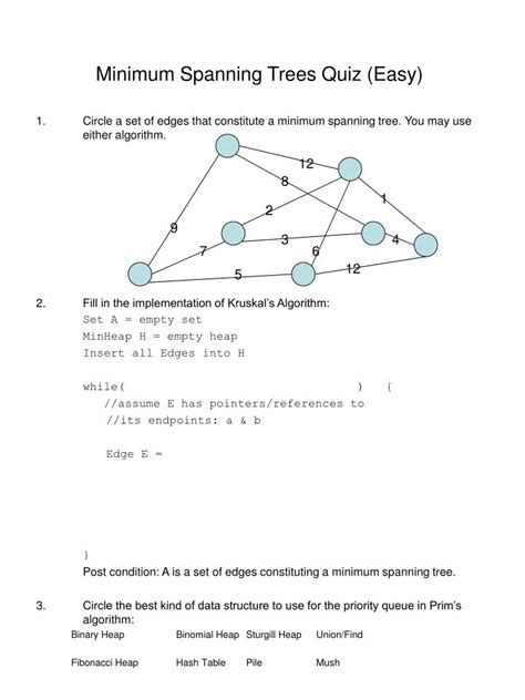 Ppt Minimum Spanning Trees Quiz Easy Powerpoint Presentation Free