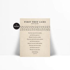 First They Came Then They Came For Me Art Print Martin Niemöller