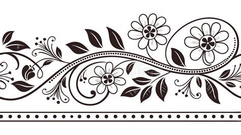 Horizontal Decorative Floral Border Design Element Accent Vector Design