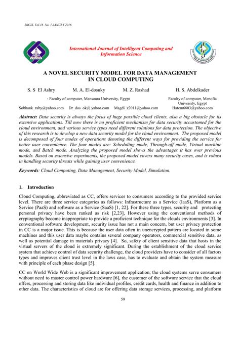 Pdf A Novel Security Model For Data Management In Cloud Computing