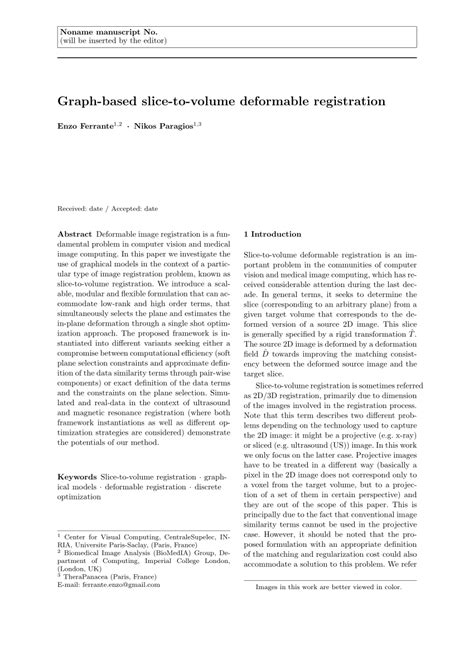 Pdf Graph Based Slice To Volume Deformable Registration