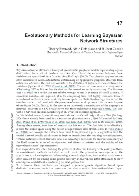 Pdf Two Evolutionary Methods For Learning Bayesian Network Structures