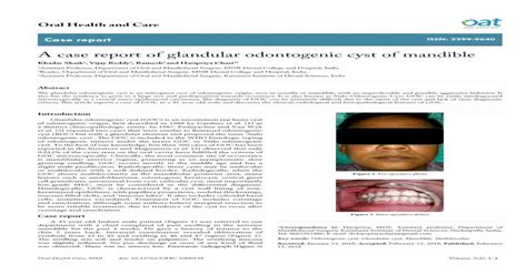 A Case Report Of Glandular Odontogenic Cyst Of Mandible · Glandular Odontogenic Cyst Goc Is An