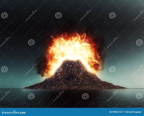 3d Exploding Volcano Scene Stock Illustration Illustration Of Rocks 99981147