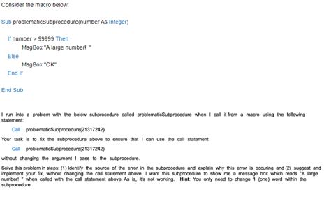Solved I Run Into A Problem With The Below Subprocedure