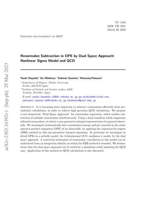 Pdf Renormalon Subtraction In Ope By Dual Space Approach Nonlinear