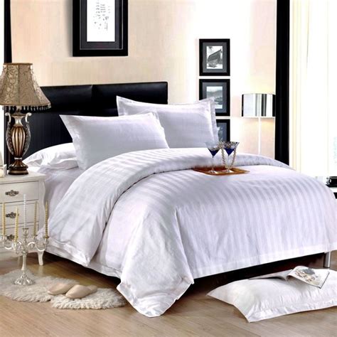 Постельное белье Полоса 1 см Премиум Белый Кровать в отеле Кровать Перина