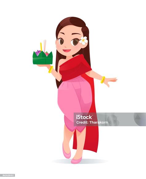 การ์ตูนผู้หญิงกับเทศกาลลอยกระทง วัฒนธรรมในประเทศไทย ภาพประกอบเวกเตอร์ ภาพประกอบสต็อก ดาวน์โหลด