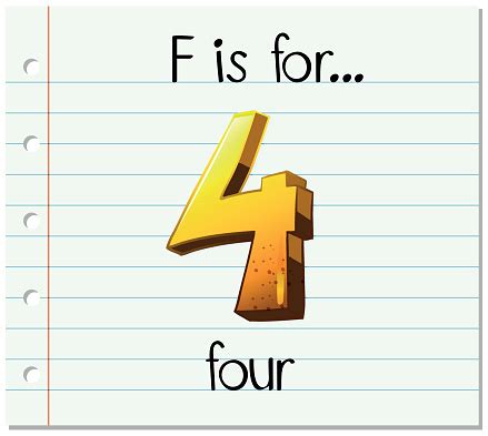 Flashcard Letter F Is For Four Stock Illustration Download Image Now