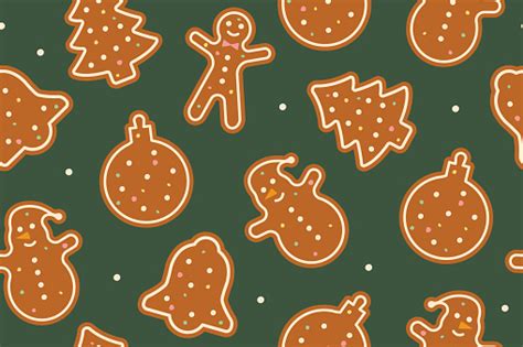 완벽 한 겨울 진저 브레드 쿠키와 크리스마스 패턴 포장지 인사말 카드 선물 태그 벽지 및 직물에 적합합니다 0명에 대한 스톡 벡터 아트 및 기타 이미지 Istock