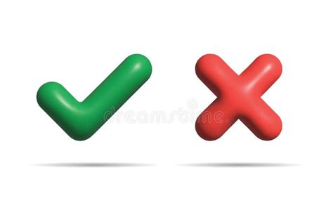 Check Mark Icon 3d Rendering Realistic Right And Wrong 3d Button Stock Vector Illustration Of