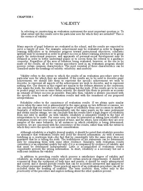 Chapter 4 Validity Pdf Validity Statistics Test Assessment