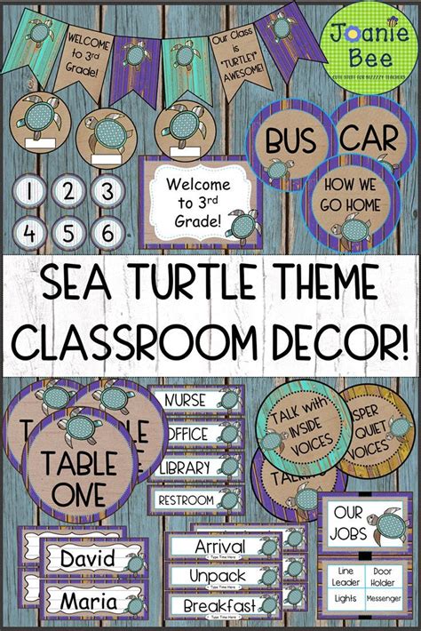 Sea Turtle Classroom Themed Decor Bundle Beachy Chic Turtle Classroom Classroom Themes