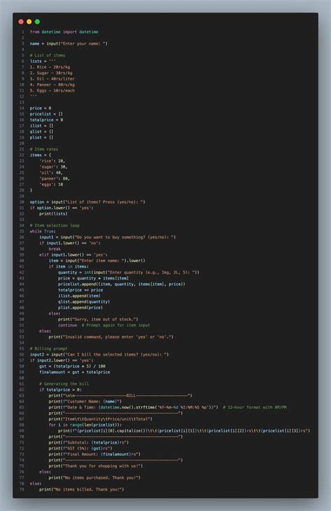 Python Miniproject Supermarketbillgeneration Programming Lakshmi
