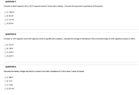 Solved Question Consider 30mf Capacitor And 1omf Capacitor Wired In Series With Battery