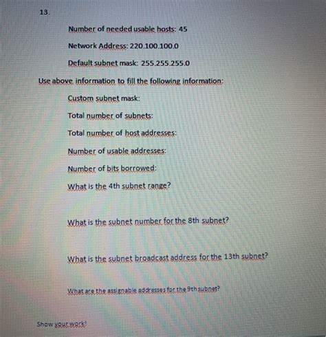 Solved Number Of Needed Usable Hosts 45 Network Address