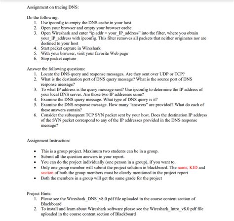 Solved Assignment On Tracing DNS Do The Following Use Chegg