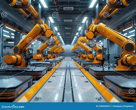 Precision Automation In Microchip Production On Industrial Assembly