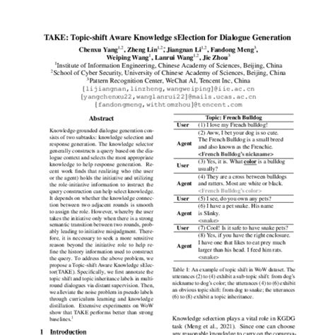 take topic shift aware knowledge selection for dialogue generation acl anthology
