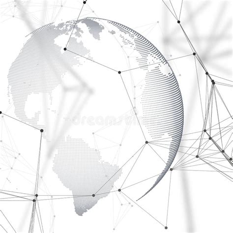 Abstract Futuristic Network Shapes High Tech Background Connecting Lines And Dots Polygonal