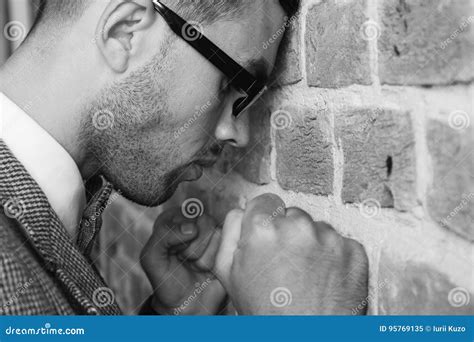 Depressed Man Body Language Gestures Psychological Portrait Royalty