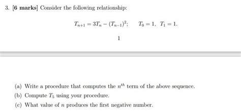 Solved 3 6 Marks Consider The Following Relationship
