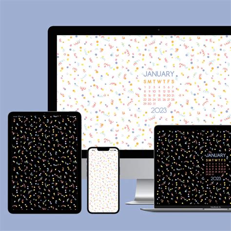 January 2023 Digital Wallpapers Confetti Flurry Masu
